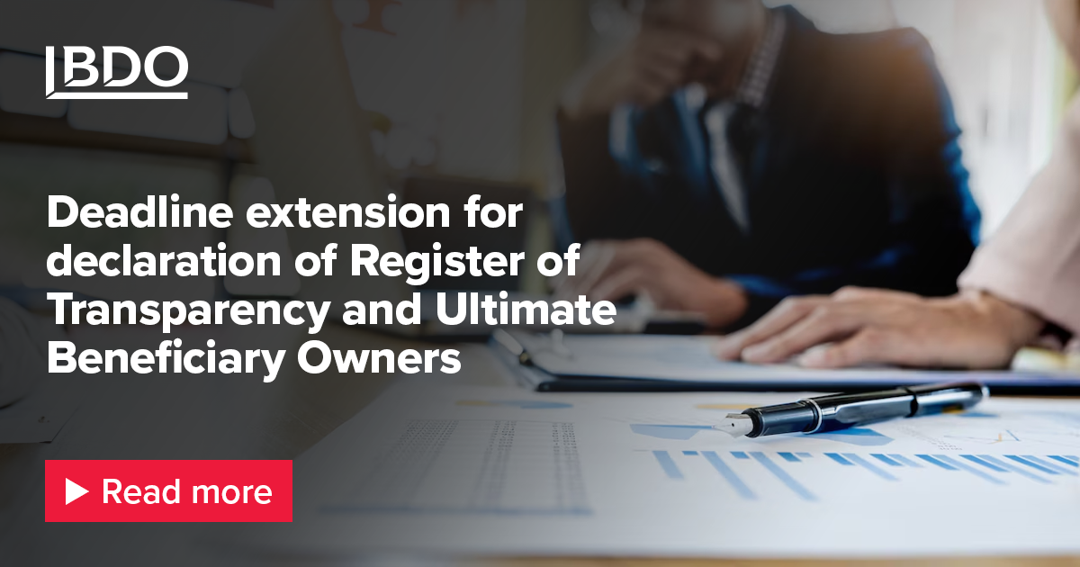 Deadline extension for declaration of Register of Transparency and ...